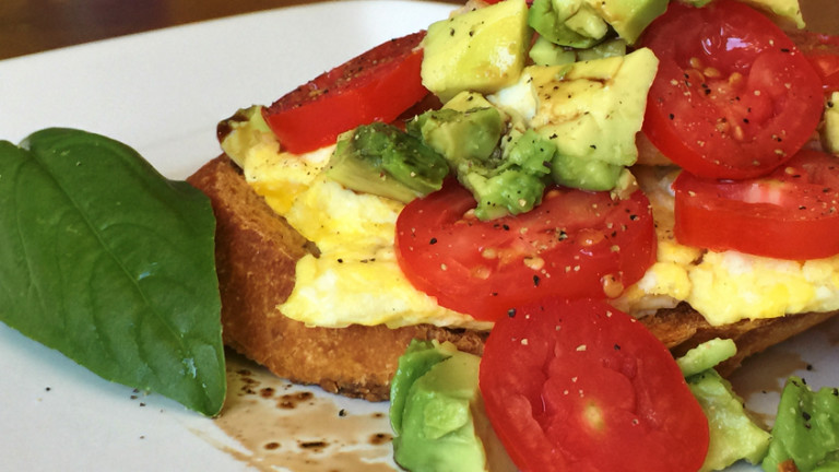 Tomato & Avocado Breakfast Bruschetta with Balsamic Recipe